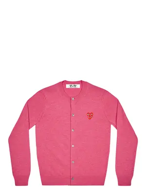Play Comme Des Garcon Comme Des Garçons PLAY Wool Layered Double Heart Cardigan Pink