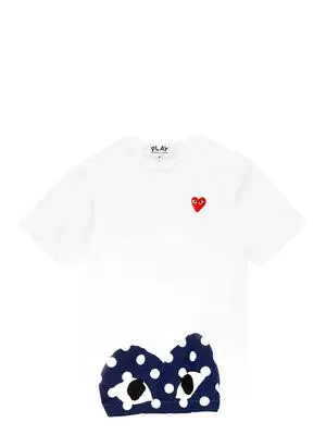 Play Comme Des Garcon Half Polka Dot Heart Tee - White