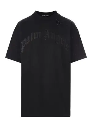 PALM ANGELS Glittered Logo Classic Tee 'black'