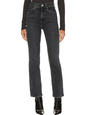 AGOLDE High Rise Stovepipe Jeans - Metal