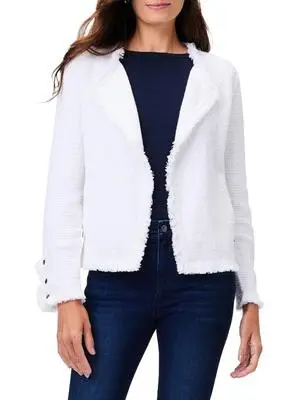 NIC+ZOE Fringe Mix Knit Jacket - Paper White