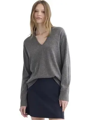 Everlane Classic V Sweater Heather Charcoal