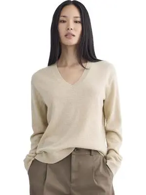 Everlane Classic V Sweater Heather Light Camel