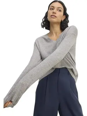 Everlane Classic V Sweater Light Heather Grey
