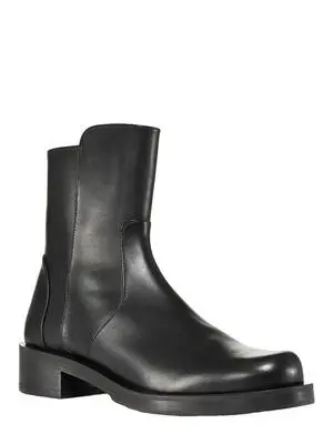 STUART WEITZMAN 5050 Bold Zip Leather Booties - Black