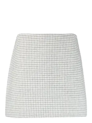 Theory Checked Wool Miniskirt - White