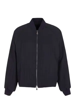 Giorgio Armani Crinkled Zip-up Bomber Jacket - Blue