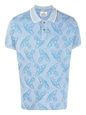 VIVIENNE WESTWOOD Orb Logo-print Organic Cotton Polo Shirt - Blue