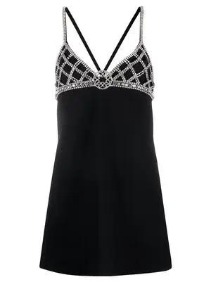 Elie Saab Embellished V-neck Mini Dress - Black