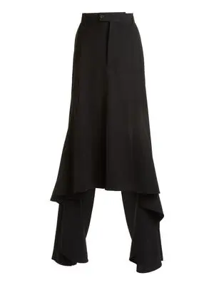 Balenciaga Wool Godet Pant-skirt - Black