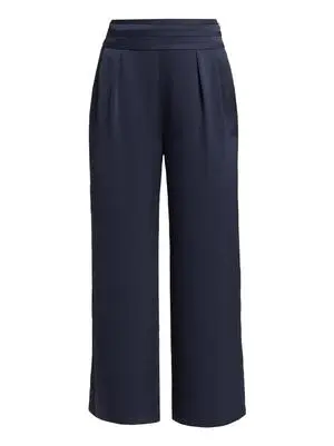 Ramy Brook Joss Cropped Wide-leg Satin Pants - Navy