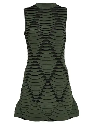 Alaïa Snake-effect Knit Minidress - Green