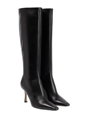 JIMMY CHOO Jimmy Choo Agathe 85 Leather Knee-High Boots Black