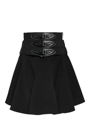 Alaïa Belted Wool Miniskirt - Black