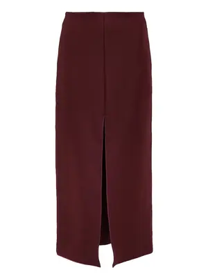 Patou Front-slit Midi Skirt - Red