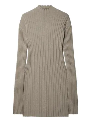THE ROW The Row Deidree Ribbed Silk Sweater Taupe