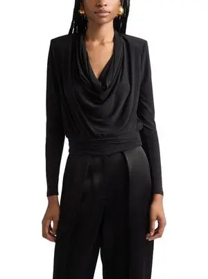 Ramy Brook Eden Cowl Neck Top - Black