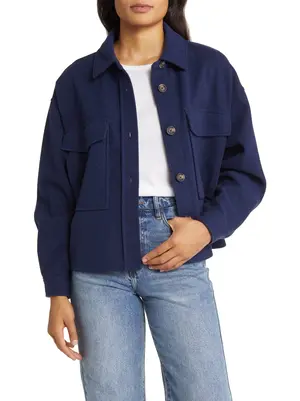 BEACHLUNCHLOUNGE Beachlunchlounge Double Face Crop Jacket Navy Peacoat