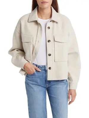 BEACHLUNCHLOUNGE Beachlunchlounge Double Face Crop Jacket Oatmeal Heather