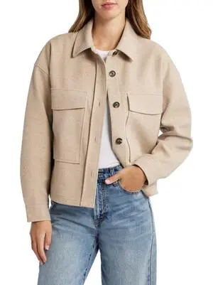 BEACHLUNCHLOUNGE Beachlunchlounge Double Face Crop Jacket Taupe Heather