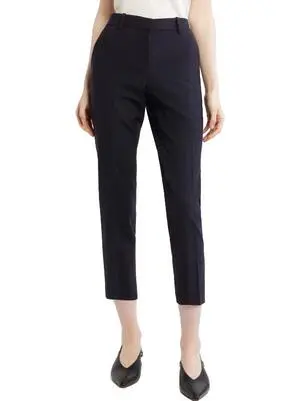 Theory Treeca Wool Blend Crop Trousers - Deep Navy