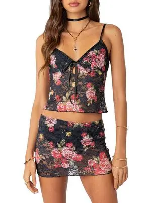 EDIKTED Portofino Floral Lace Camisole - Black