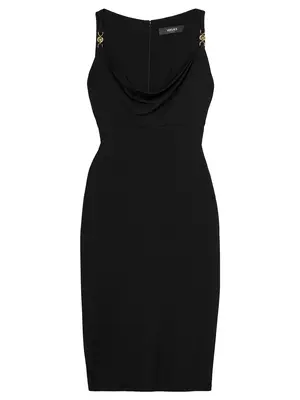 Versace Icons Embellished Draped Jersey Dress - Black
