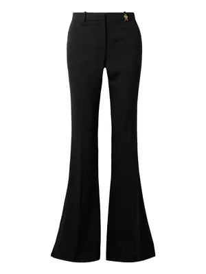 Versace Icons Embellished Wool-blend Flared Pants - Black