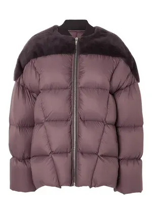 Rick Owens Shearling-paneled Quilted Down Jacket - Purple