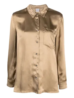 Aspesi Long-sleeve Satin Shirt - Brown
