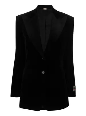 Gucci Single-breasted Velvet Blazer - Black