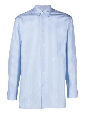JIL SANDER Logo-embroidered Stripe-print Cotton Shirt - Blue