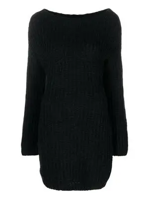 Dsquared2 Off-shoulder Knitted Minidress - Black