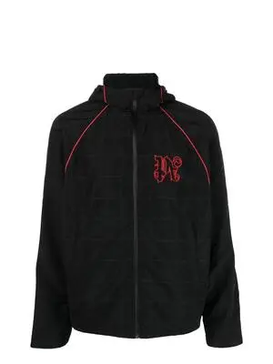Palm Angels Logo-embroidered Shell Jacket - Black