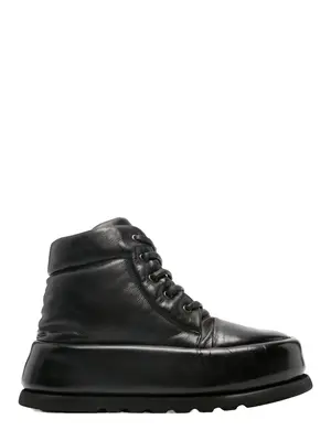Marsèll Leather Platform Combat Boots - Black