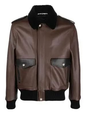 PALM ANGELS Racing Aviator Leather Jacket