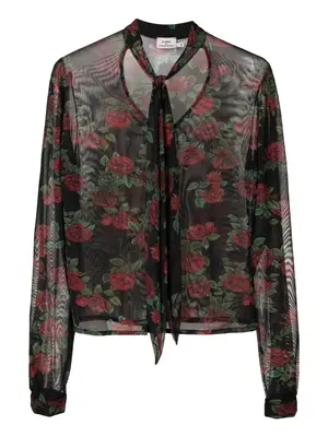 AMIR SLAMA Floral Blouse - Black