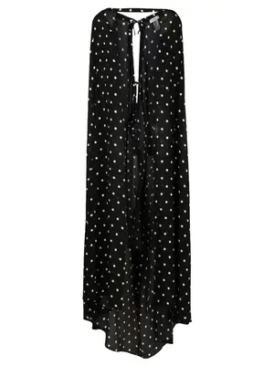AMIR SLAMA Polka-dot Print Silk Cape - Black