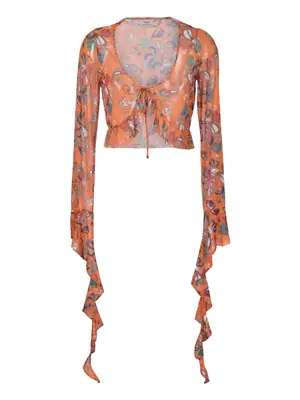 AMIR SLAMA Amir Slama Graphic-Print Mesh Blouse