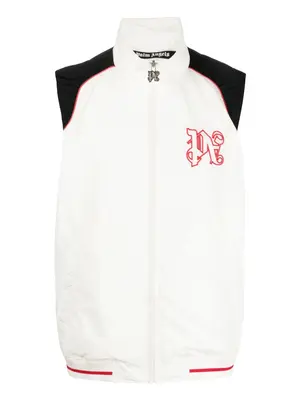 Palm Angels Racing Paddock Monogram-embroidered Vest - Neutrals