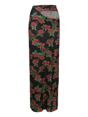 AMIR SLAMA Amir Slama Cut-Out Floral Maxi Skirt