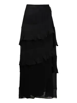 AMIR SLAMA Ruffled-trim Maxi Skirt - Black