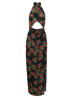 AMIR SLAMA Floral Maxi Dress - Black