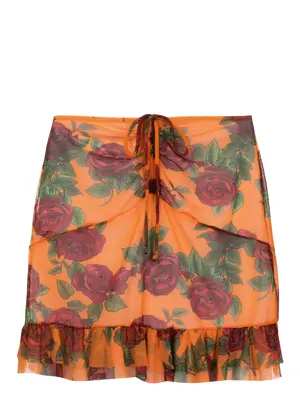 AMIR SLAMA Amir Slama Rose-Pattern Miniskirt