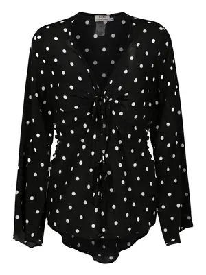 AMIR SLAMA Polka-dot Silk Blouse - Black
