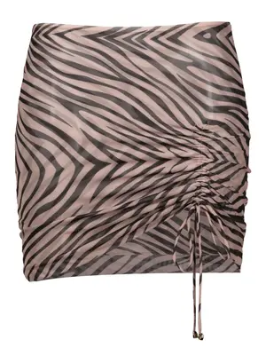 AMIR SLAMA Animal-pattern Mini Skirt - Brown
