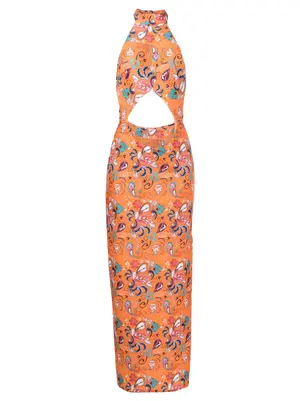 AMIR SLAMA Graphic-print Maxi Dress - Orange