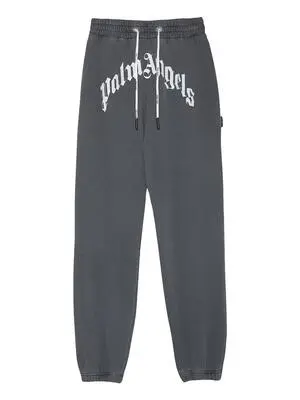 Palm Angels Gd Curved Logo Sweatpants /white - Black