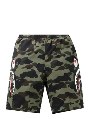 A BATHING APE 1st Camo Shark Beach Shorts - Green