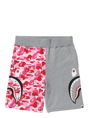 A BATHING APE Camo Side Shark Sweat Shorts - Pink